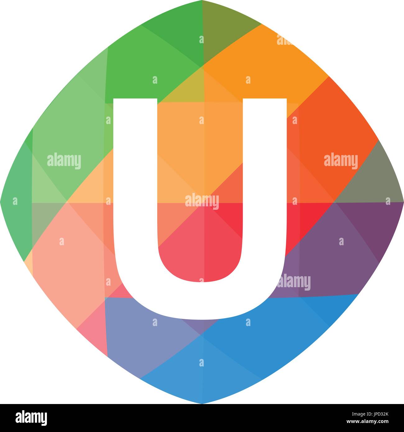 letter U set on colorful geometric polygonal shape, logo design ...