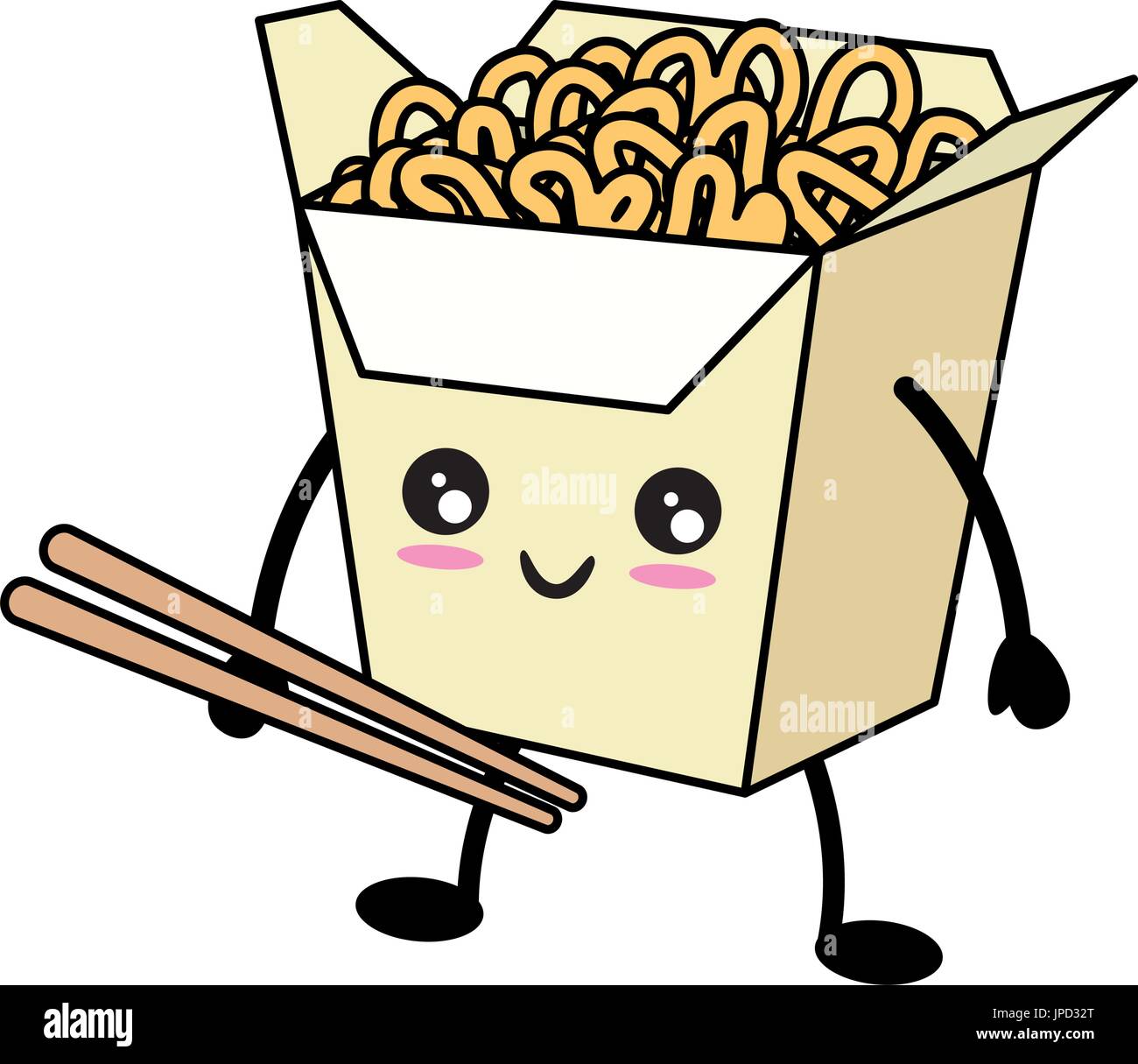 kawaii noddle box icon over white background vector illustration Stock ...