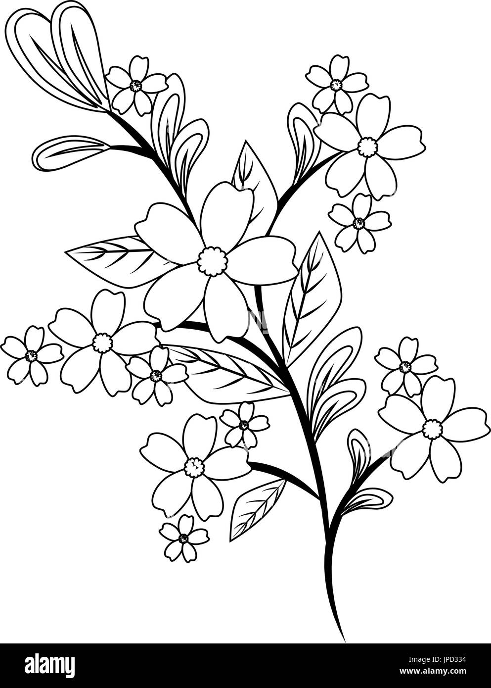 stem with flowers icon over white background vector illustration Stock ...