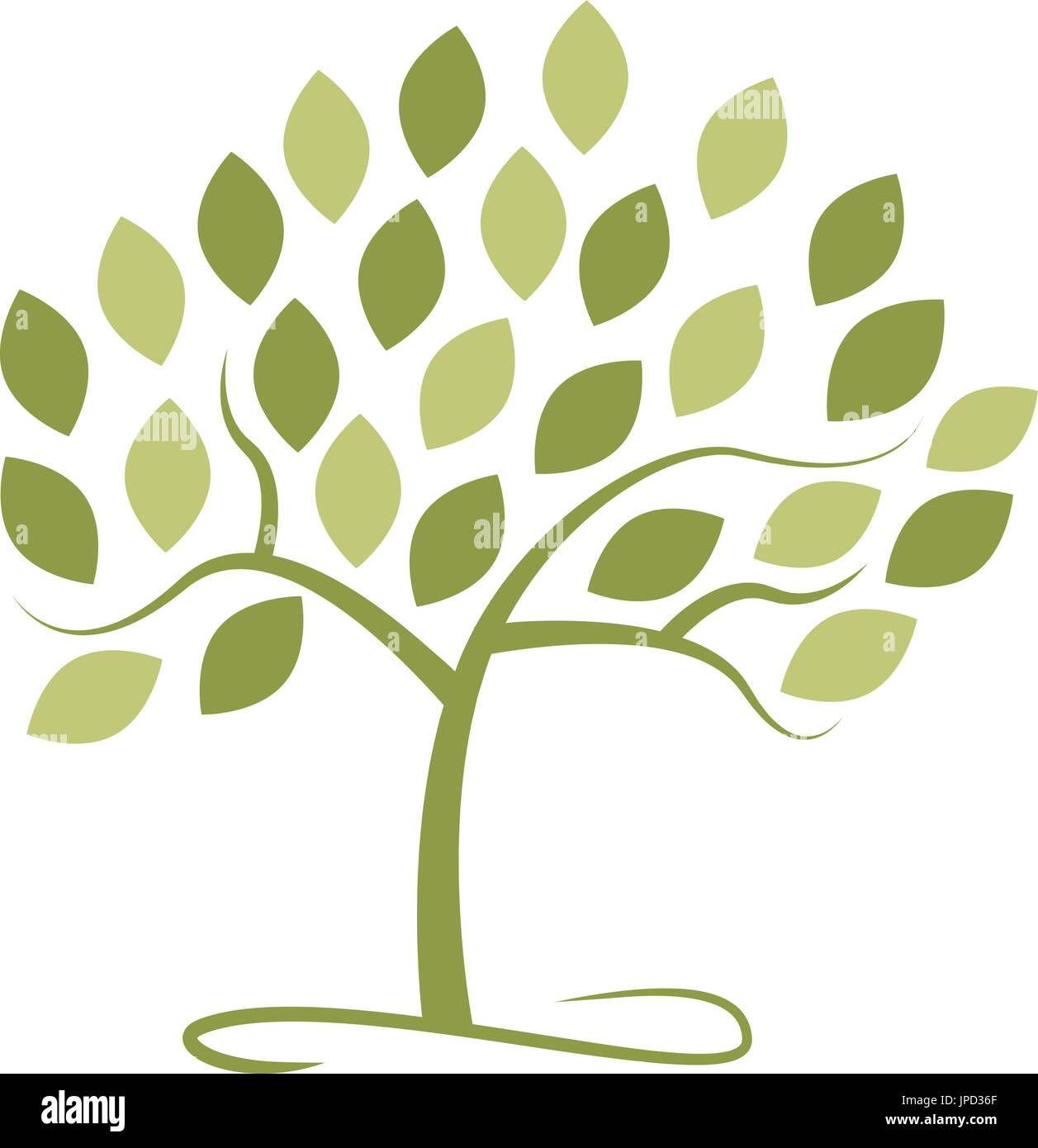 abstract green tree with branches, logo design, isolated on white ...