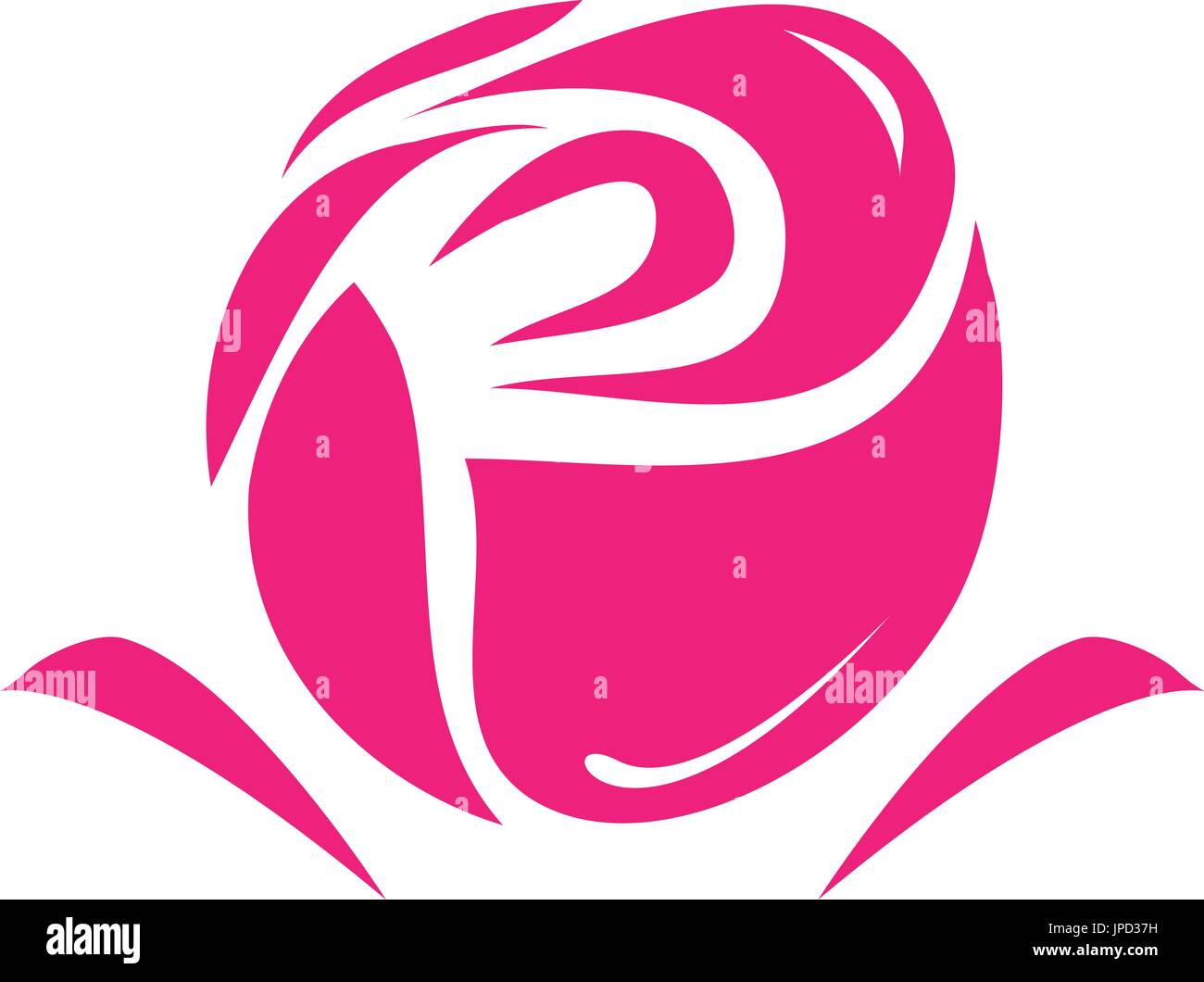 stylish pink rose, logo design, isolated on white background Stock ...