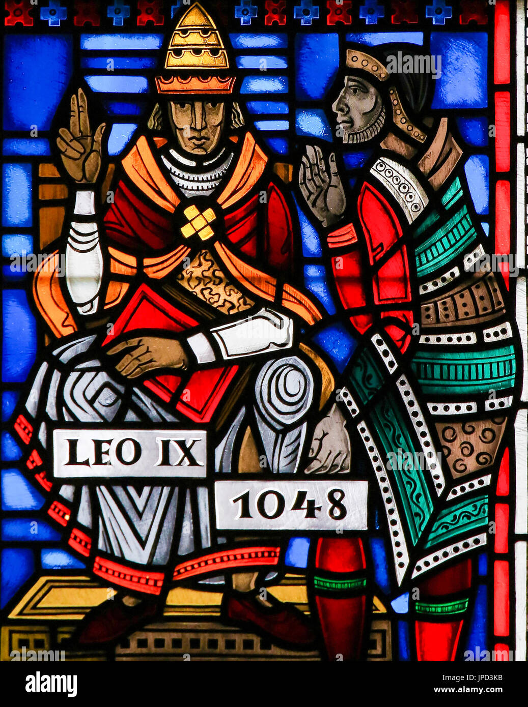 Stained Glass in Wormser Dom in Worms, Germany, depicting Pope Leo IX ...