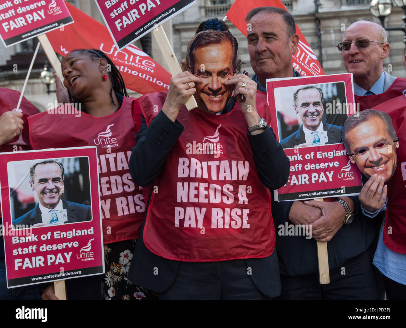 Unite members protest outside bank england hi-res stock photography and ...