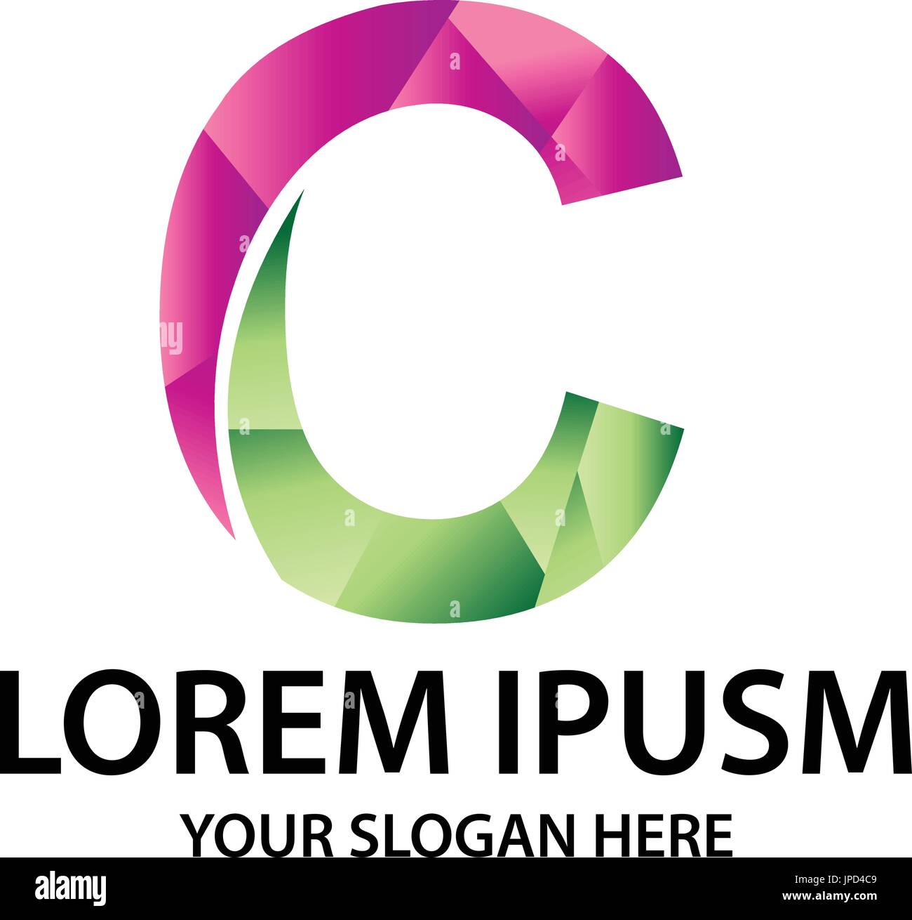 Letter C with polygonal style, logo design, isolated on white ...