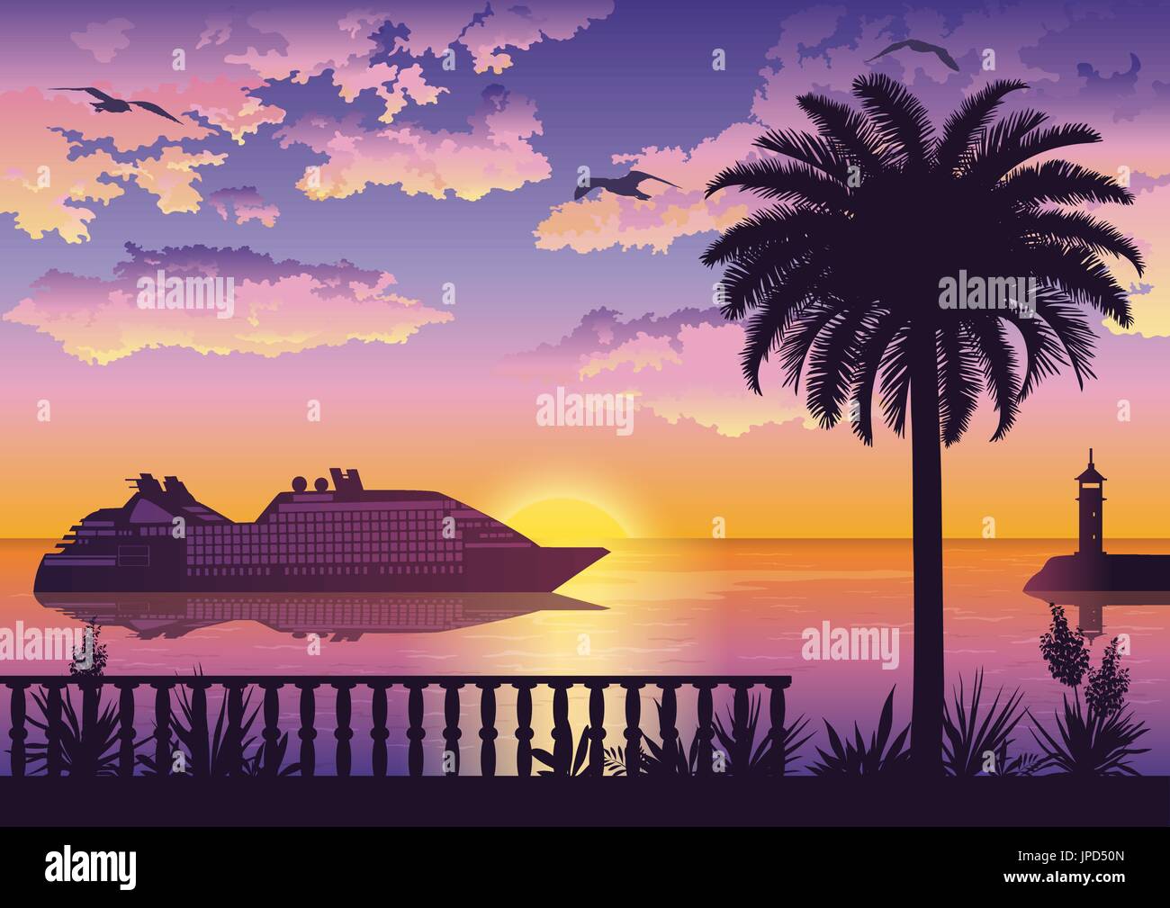 Landscape evening sea Stock Vector Images - Alamy