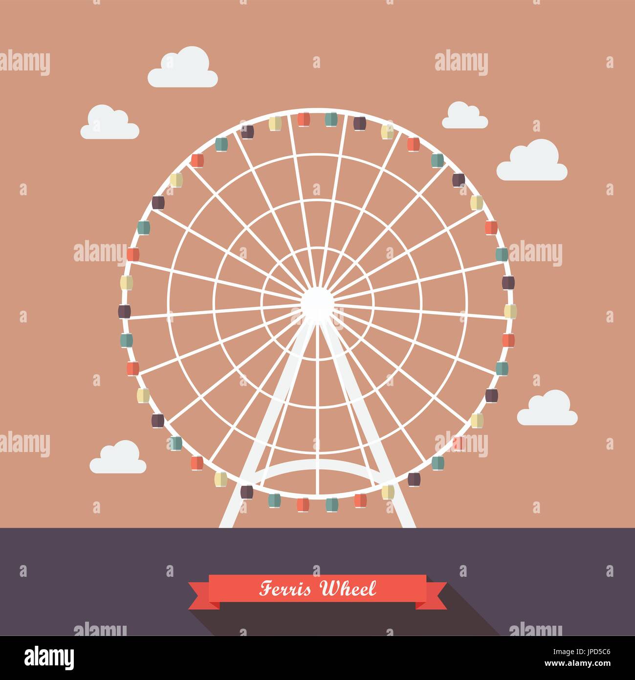 Ferris wheel vector illustration. Flat style design Stock Vector Image ...