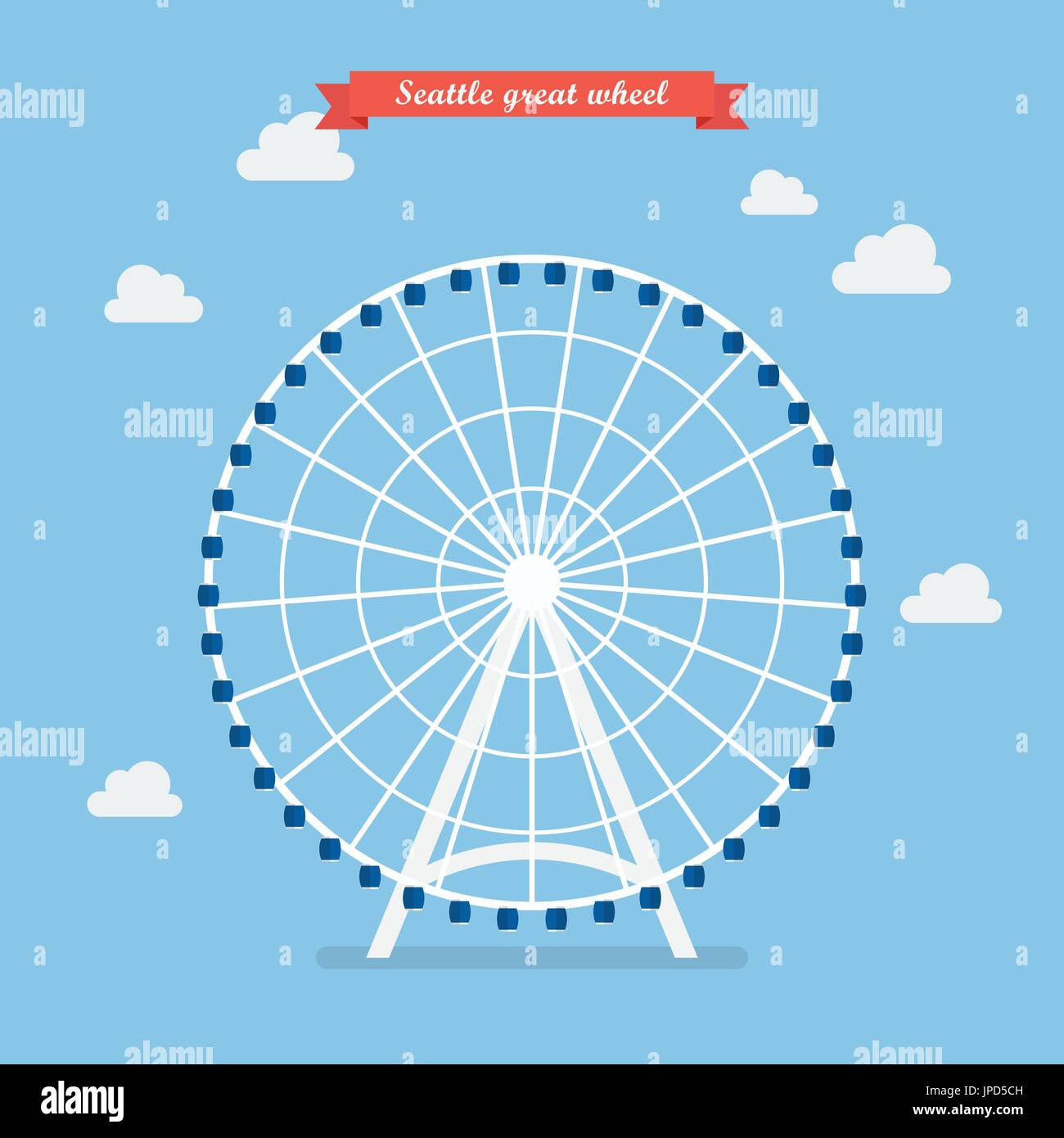 Seattle great wheel. vector illustration Flat style design Stock Vector ...