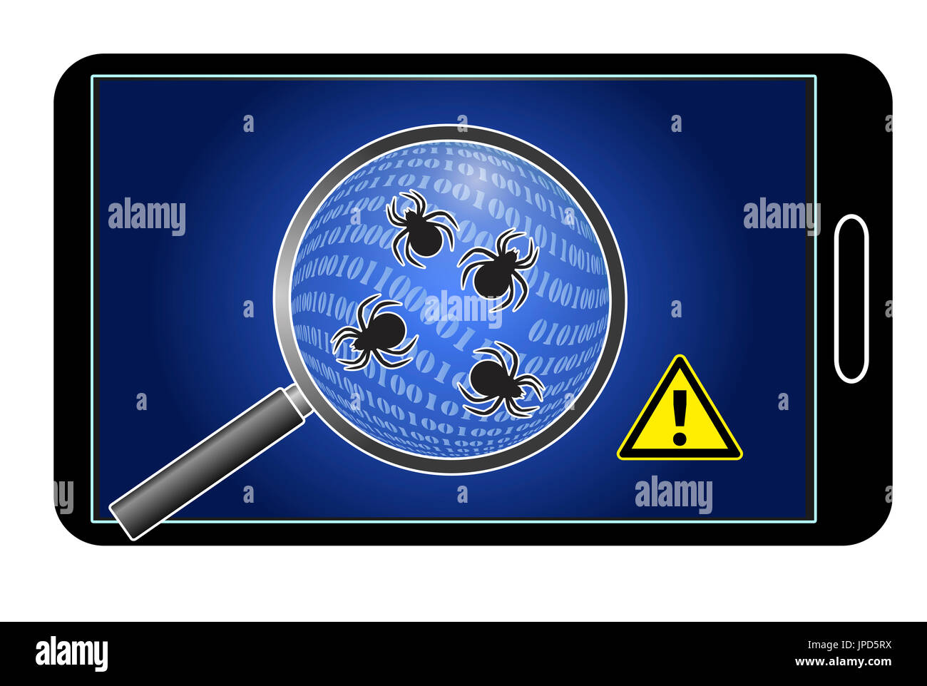 Warning sign, cellphone with virus infection Stock Photo - Alamy