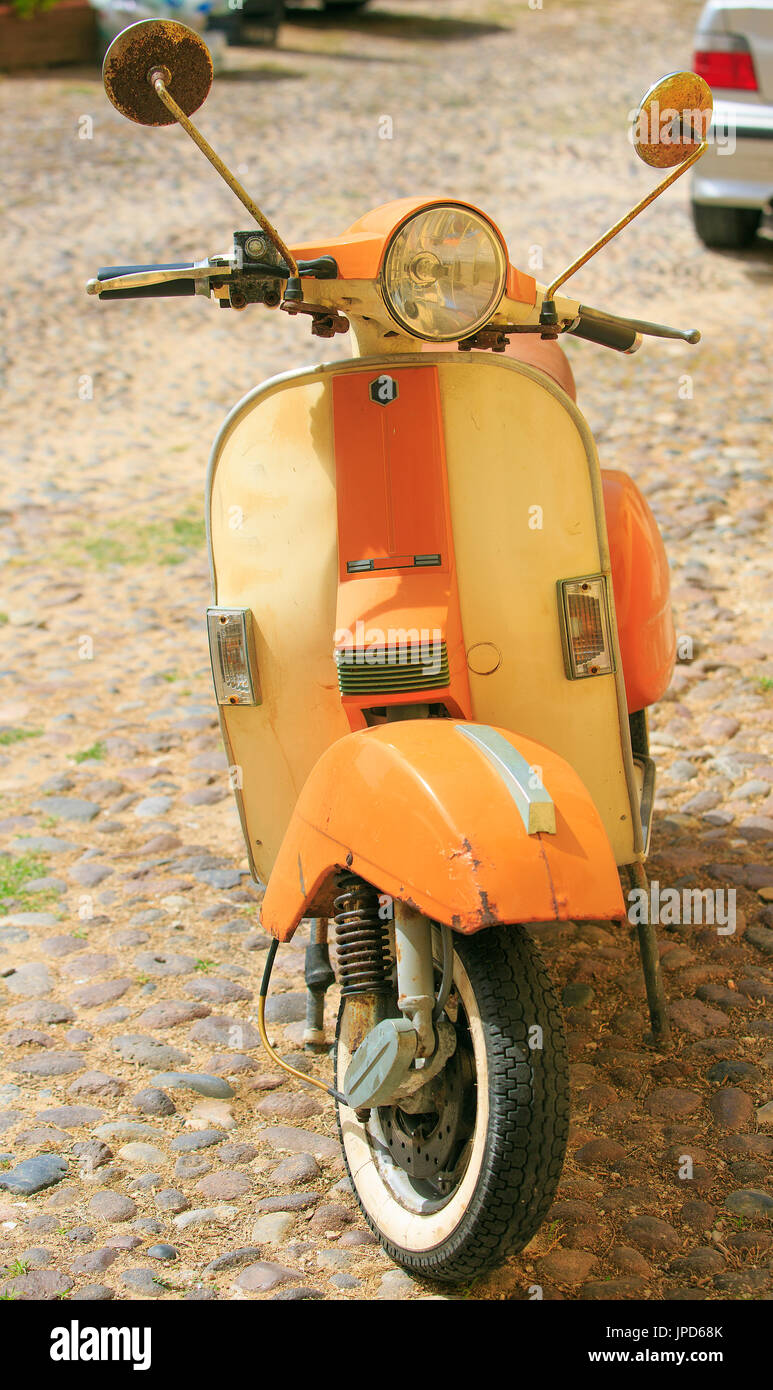 classic vintage orange motor bike Stock Photo - Alamy