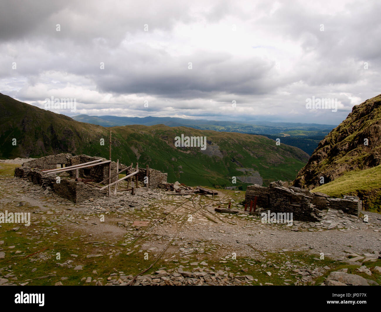 Old mining buildings on the route up to The Old Man of Coniston ...
