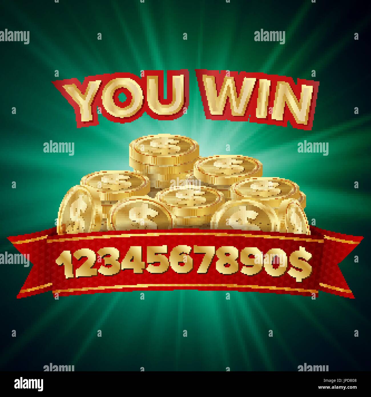 You Win Vector. Jackpot Background. Jackpot Sign With Gold Coins ...