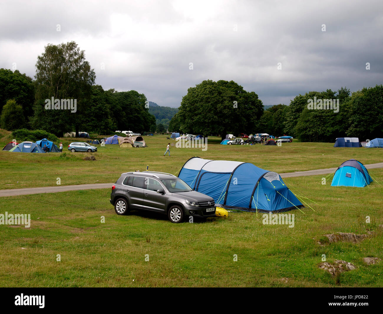 Camp site next to Coniston Water, The Lake District, Cumbria, UK Stock ...