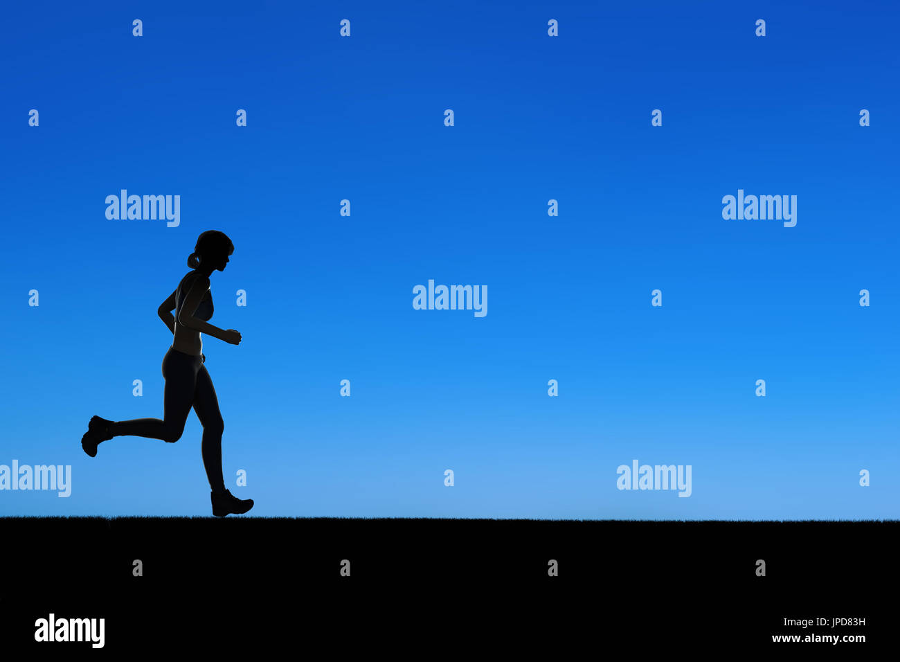 silhouette woman running or female runner Stock Photo - Alamy