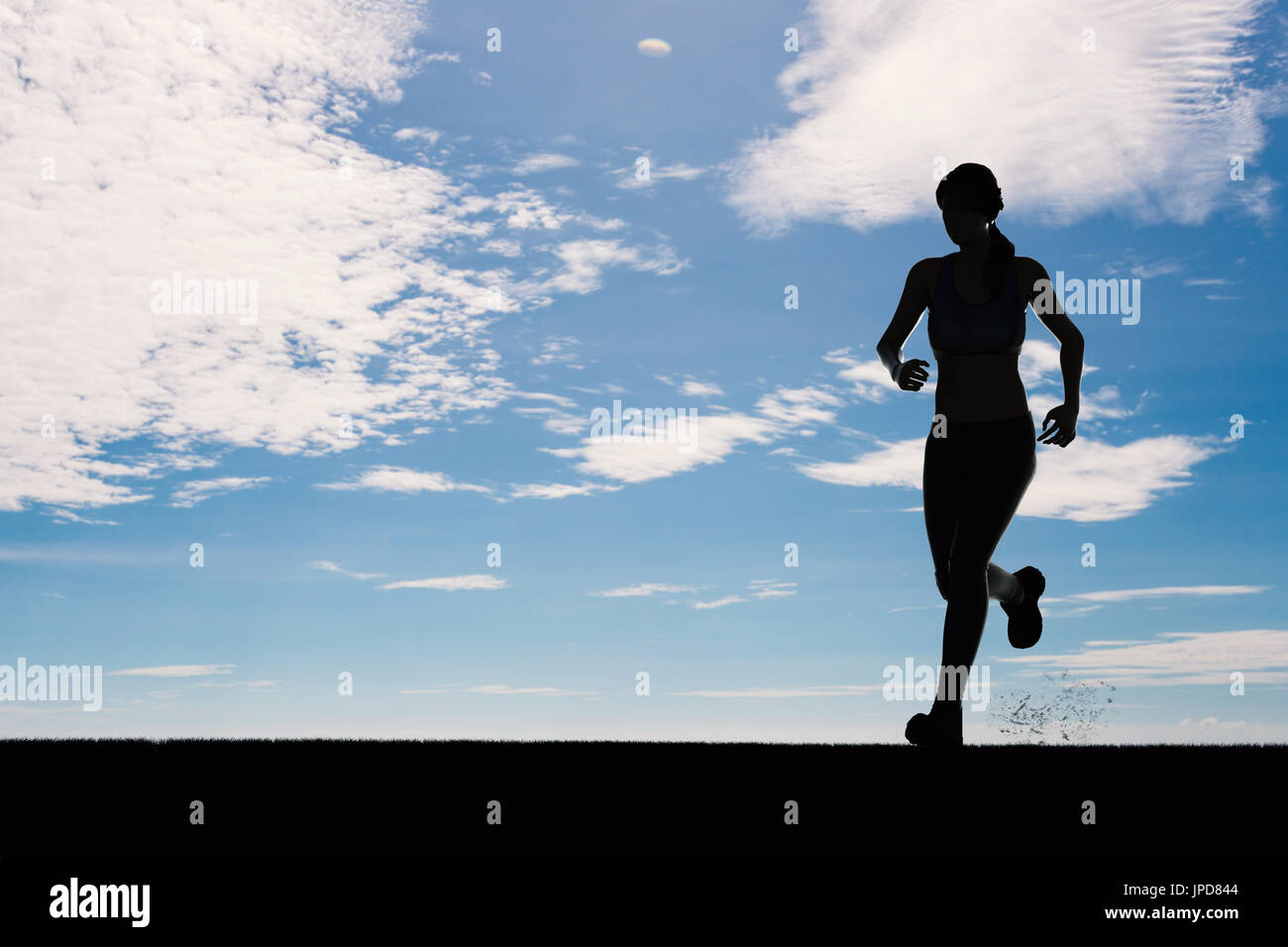 silhouette woman running or female runner Stock Photo - Alamy