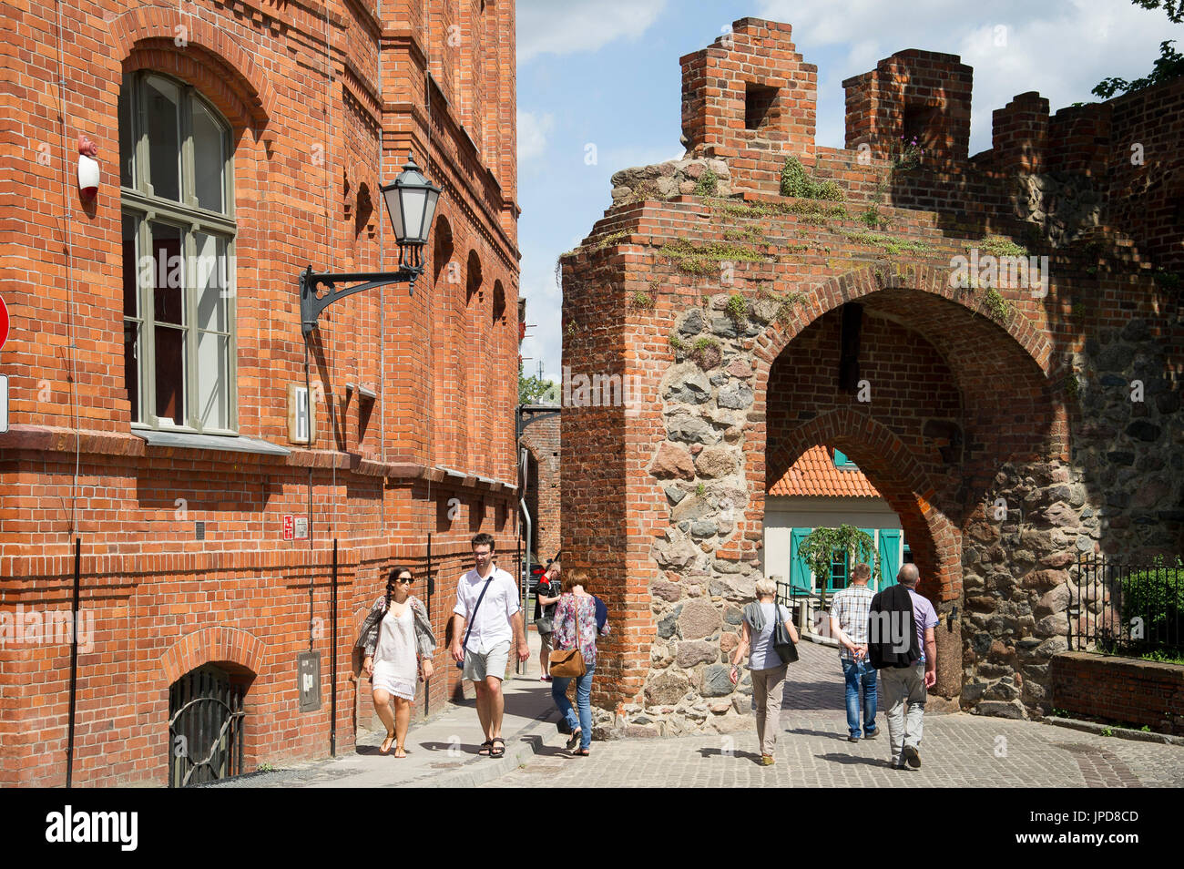 Gothic gate to ruins of the Teutonic Order Knights castle in Torun Old ...