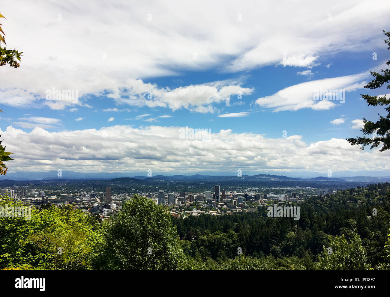 View of downtown Portland Oregon with surrounding trees Stock Photo - Alamy