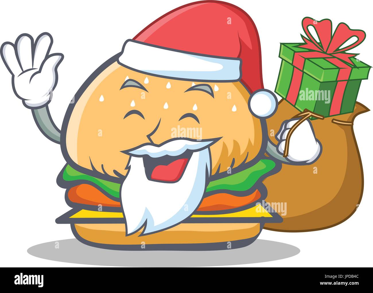 Santa burger character fast food with gift Stock Vector Image & Art - Alamy