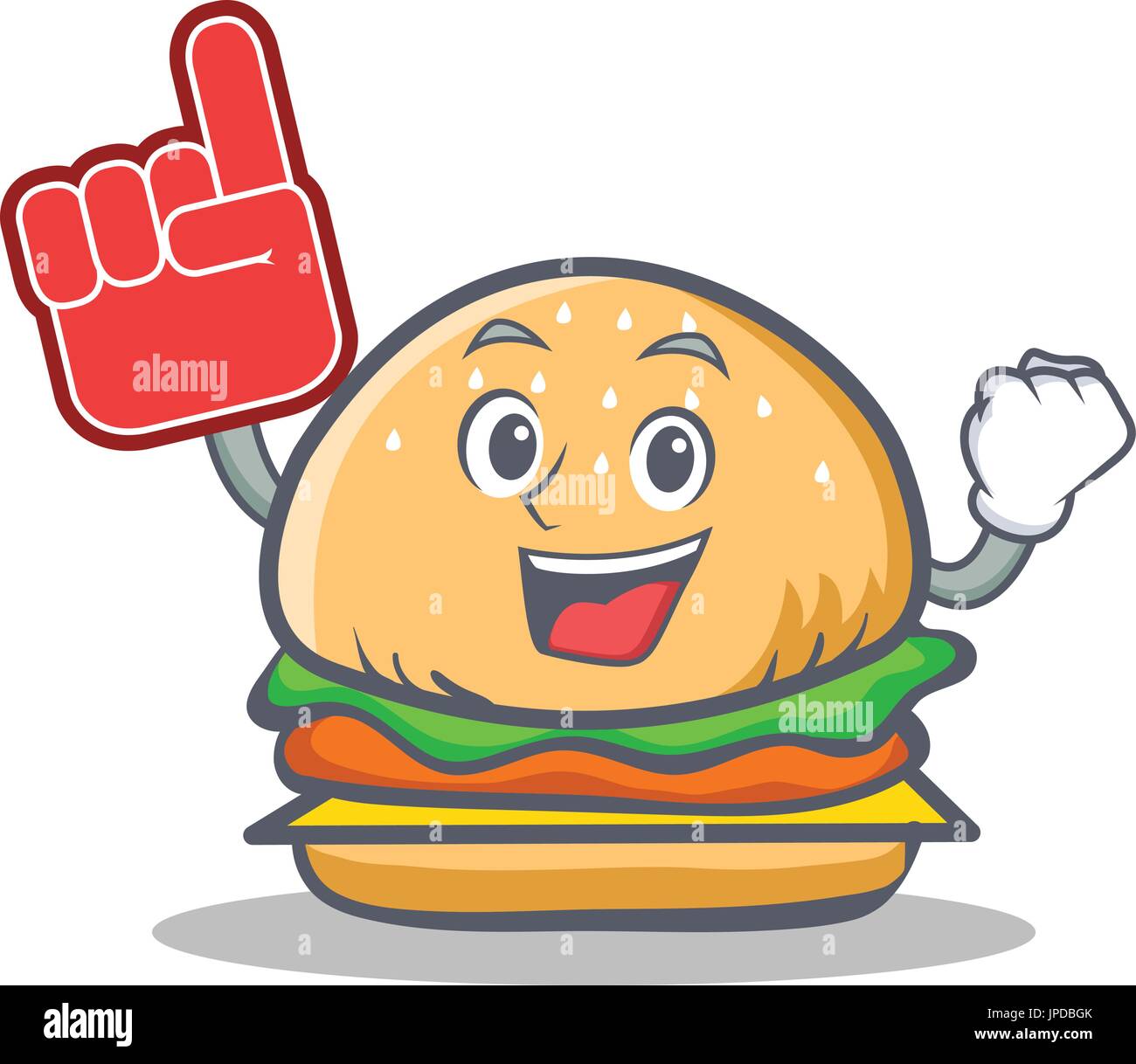 Foam finger burger character fast food Stock Vector Image & Art - Alamy