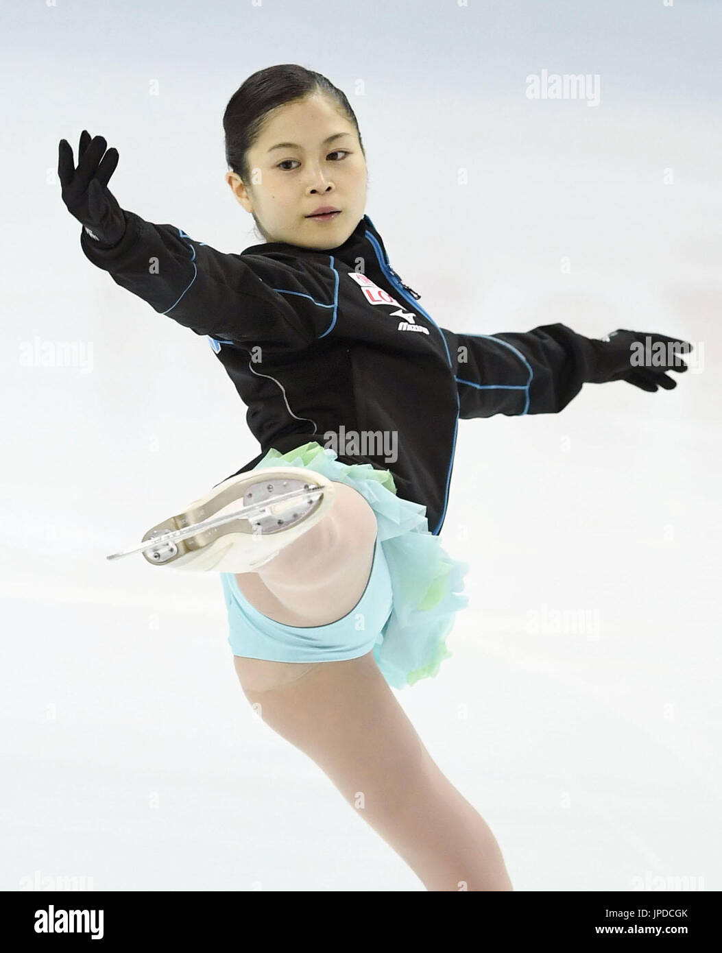 Japanese figure skater Satoko Miyahara works out during a practice ...