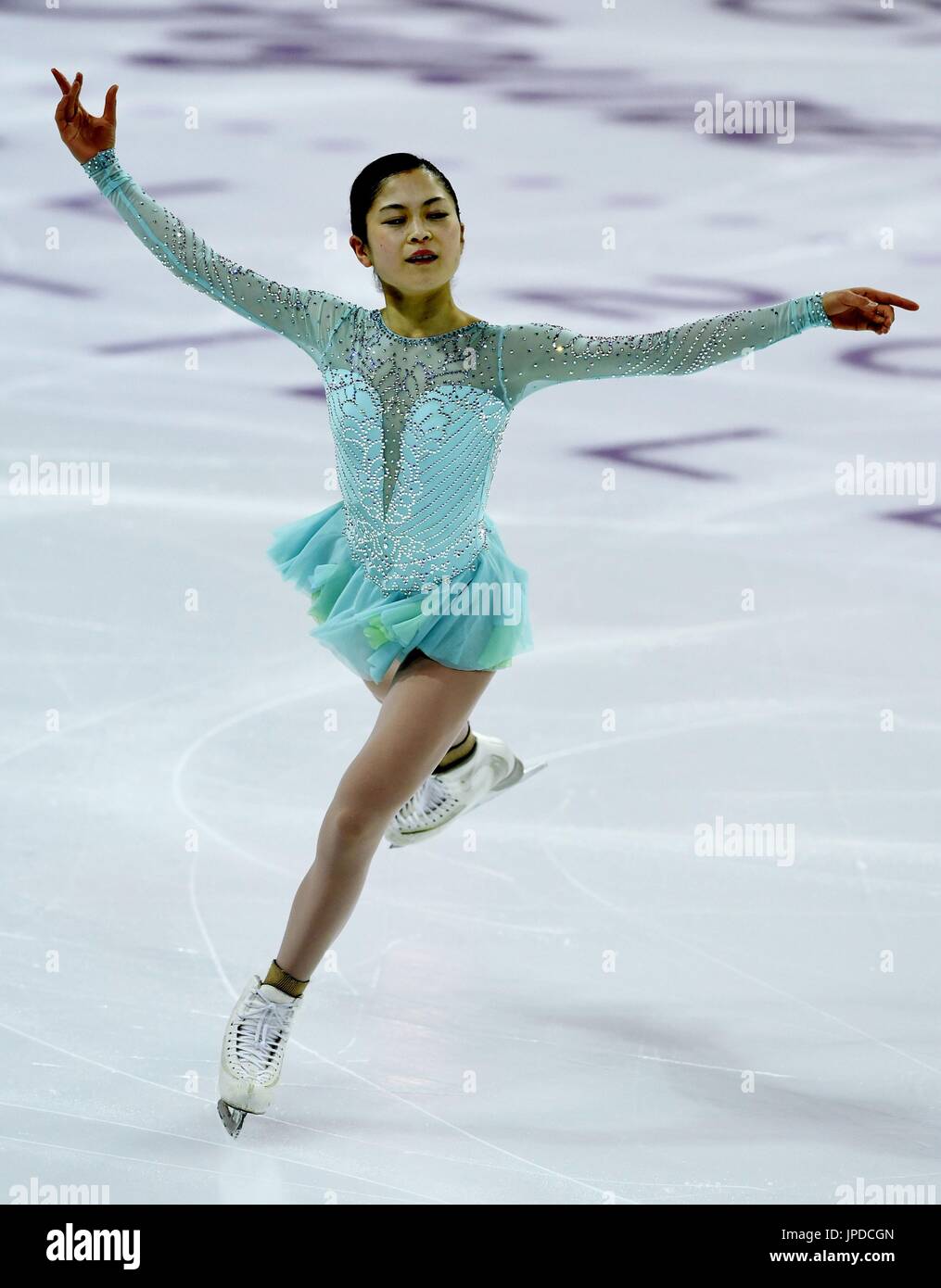 Japanese figure skater Satoko Miyahara works out during a practice ...