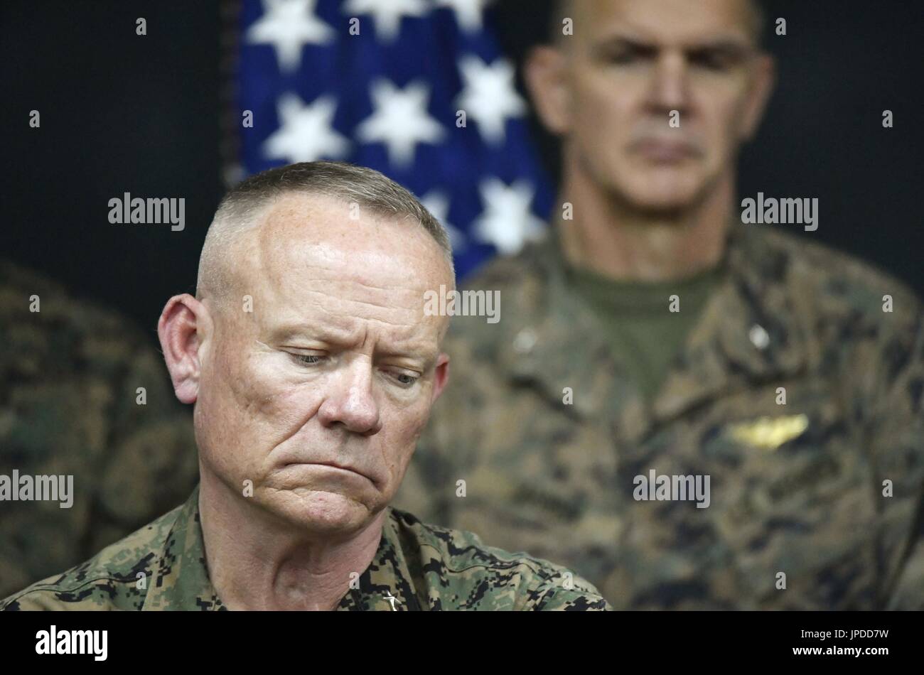 Lt. Gen. Lawrence Nicholson (L), top U.S. military commander in Okinawa ...