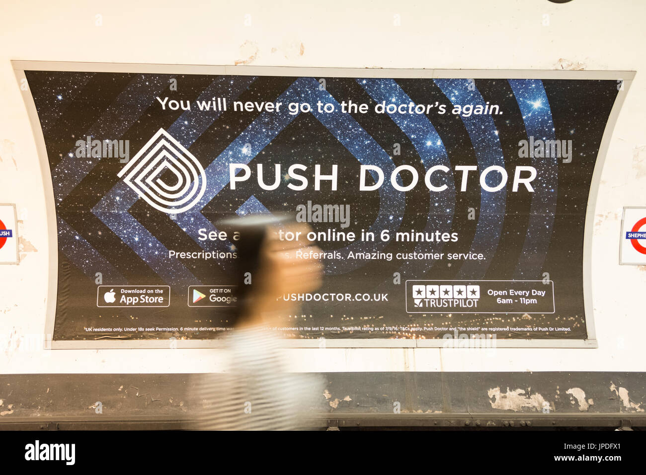 Advertisement for Push Doctor's online surgery Stock Photo - Alamy