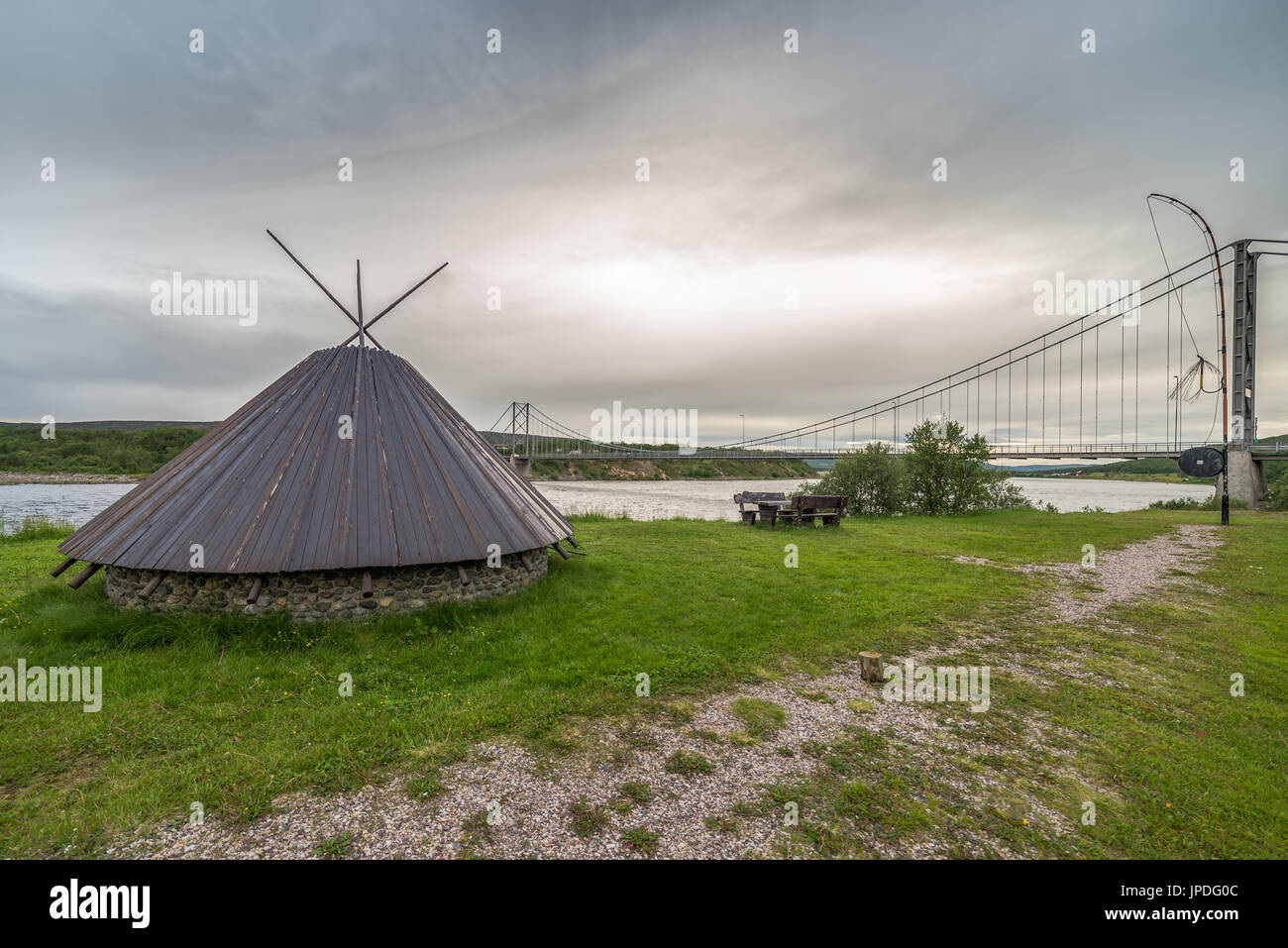 old Tana bridge bru salmon river Stock Photo - Alamy