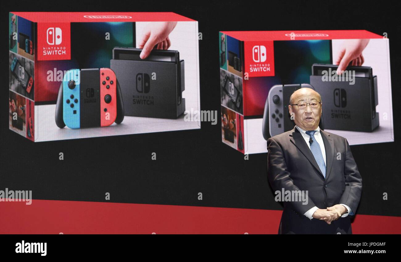 Nintendo Co. President Tatsumi Kimishima unveils the new Switch game ...