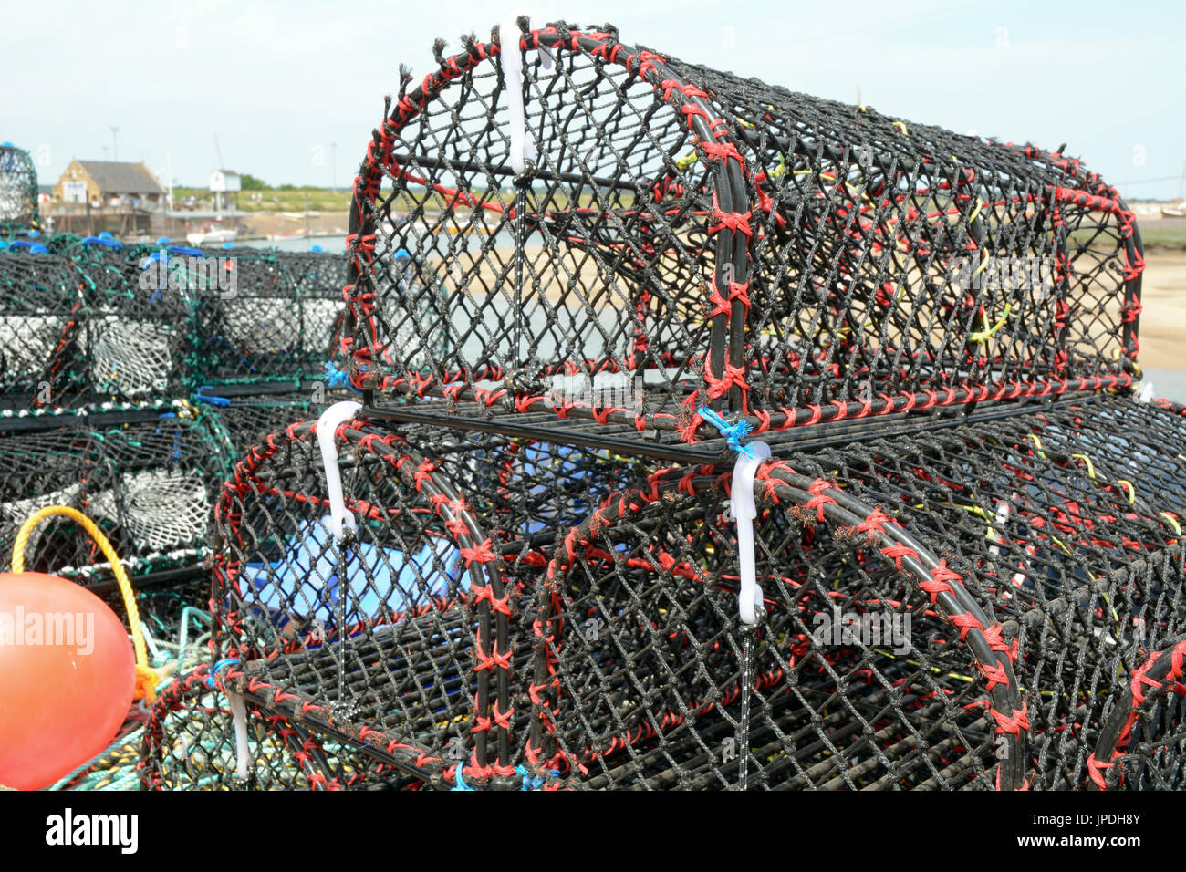 Stack of lobster traps or lobster cages Stock Photo - Alamy