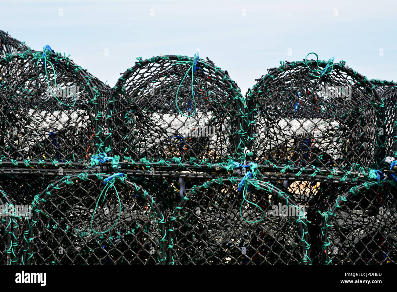 Stack of lobster traps or lobster cages Stock Photo - Alamy