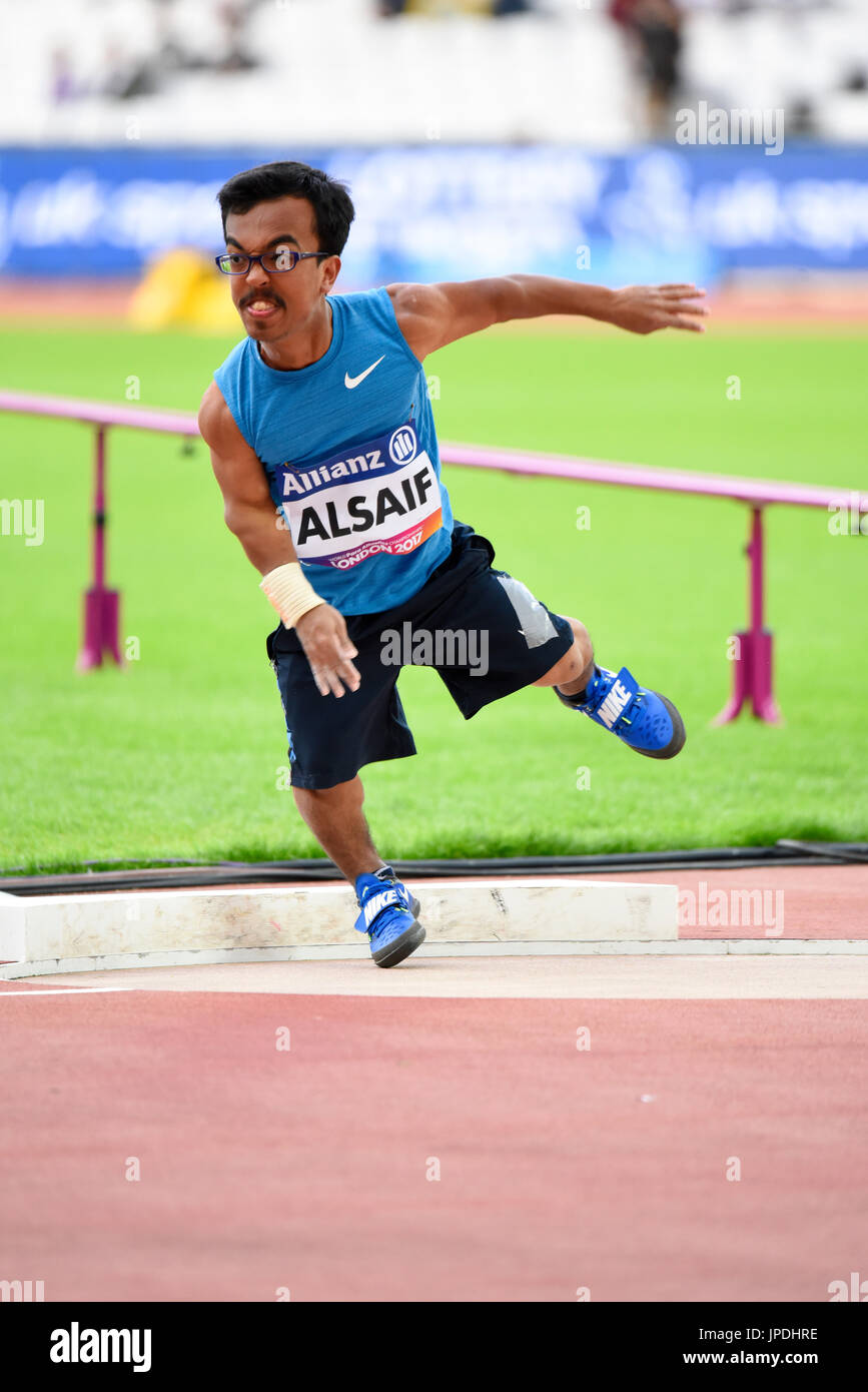 Abdullah Alsaif competing in the shot put F40 in the World Para Athletics Championships in the ...
