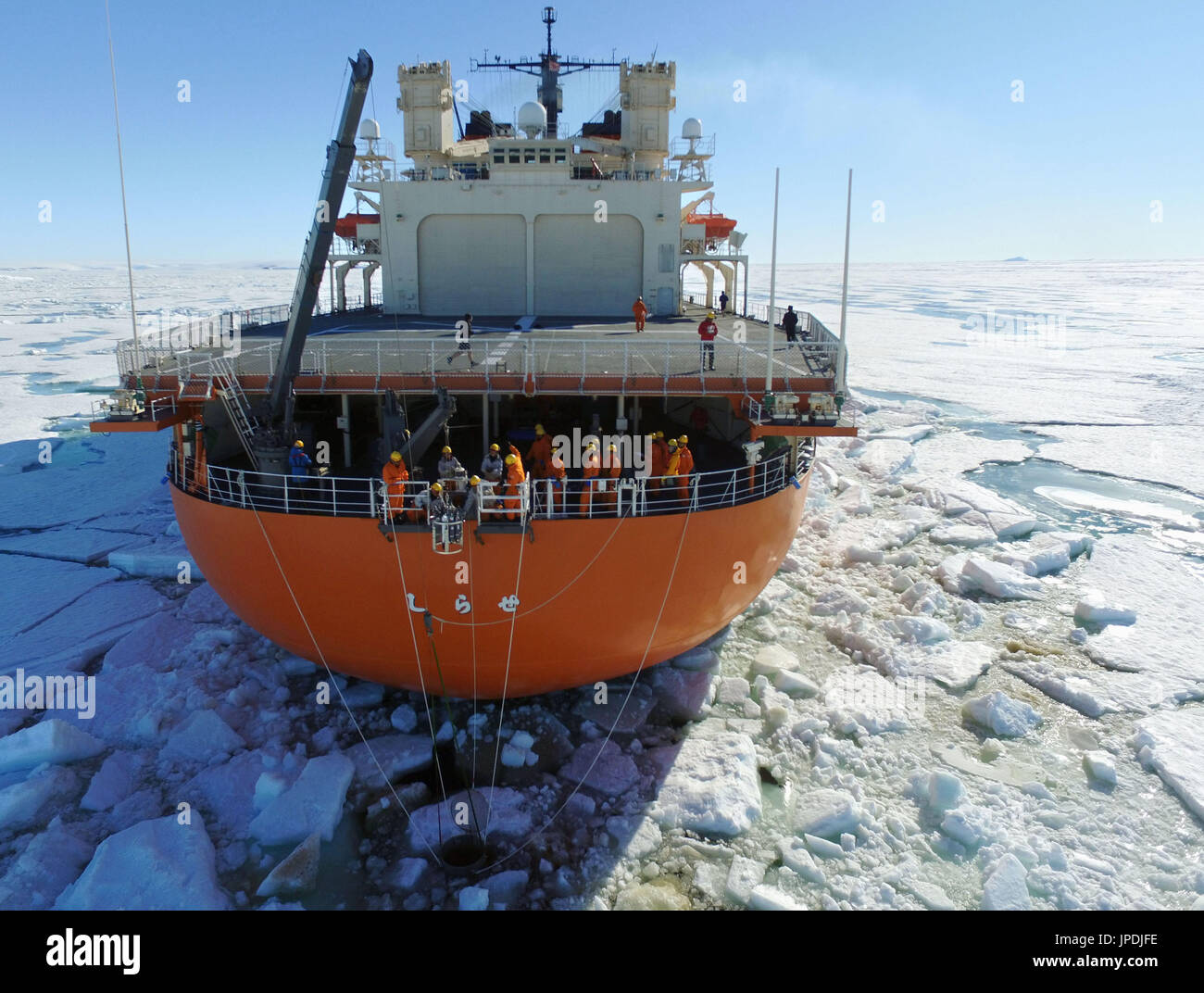 Photo taken Jan. 22, 2017, from a drone shows the Japanese icebreaker ...