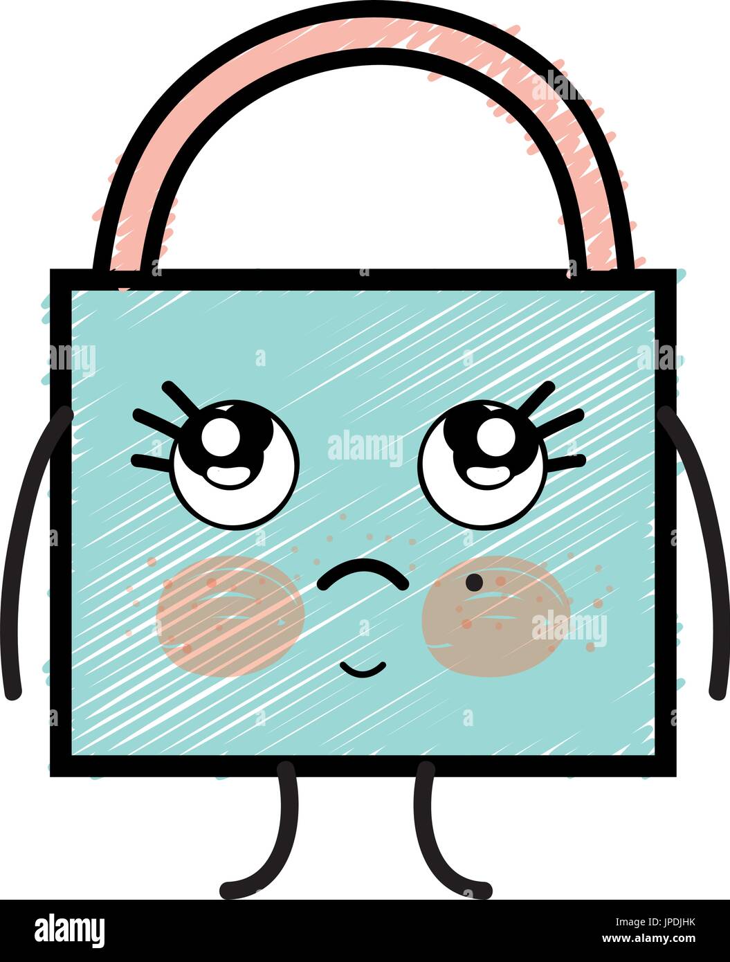 kawaii cute thinking padlock security Stock Vector Image & Art - Alamy