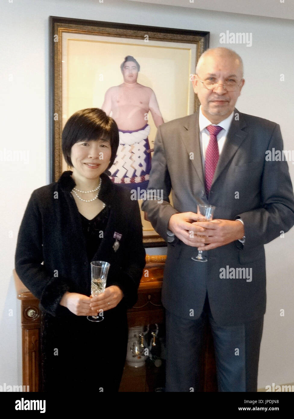 Mari Sasaki (L), head of Chernobyl Children's Fund, Japan, poses with ...
