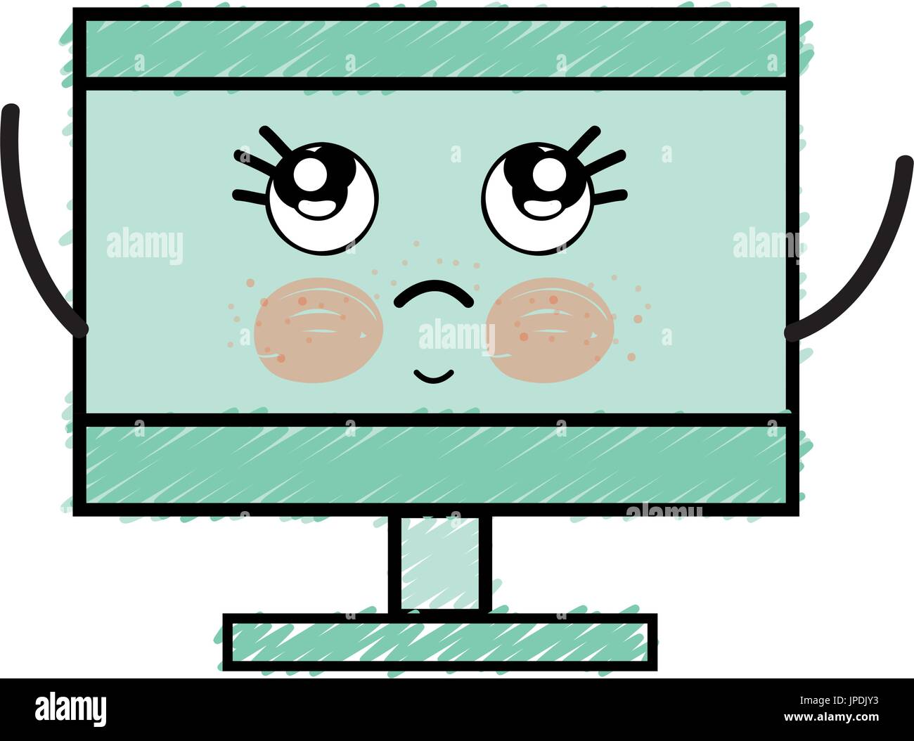 kawaii cute thinking computer technology Stock Vector Image & Art - Alamy