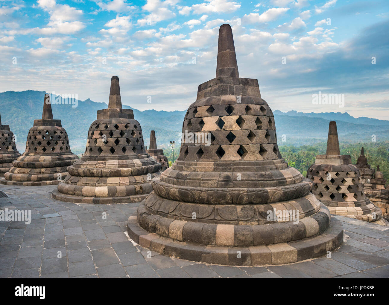 Temple complex Borobudur, Stupas, Borobudur, Yogyakarta, Java ...