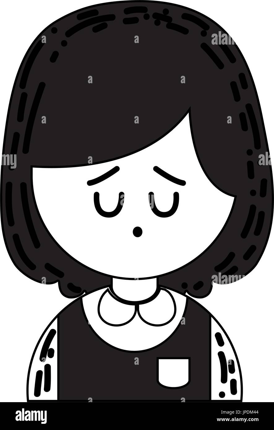 contour beauty girl with hairstyle and uniform clothes Stock Vector ...