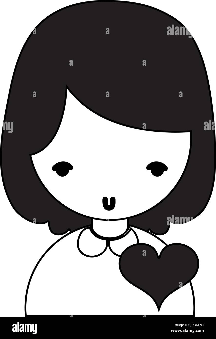 contour beauty girl with hairstyle and uniform clothes Stock Vector ...