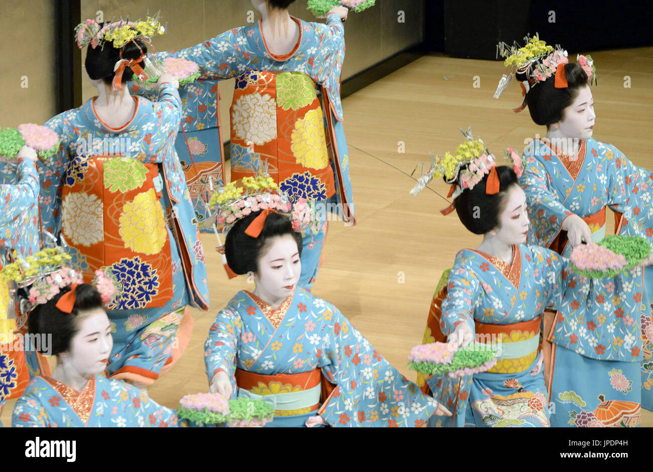 "Maiko," or apprentice geisha, rehearse their Miyako Odori dance in ...
