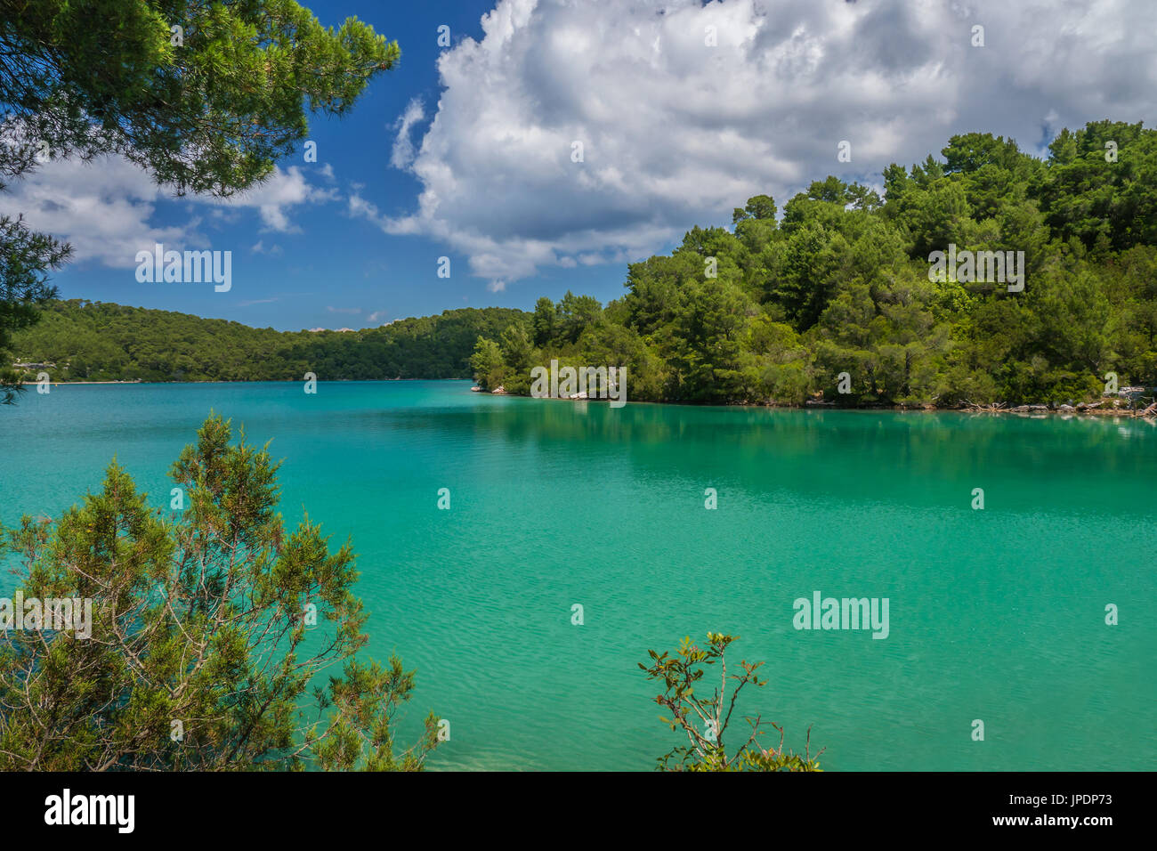 Beautiful landscape scene with turquoise color of saltwater lake on ...