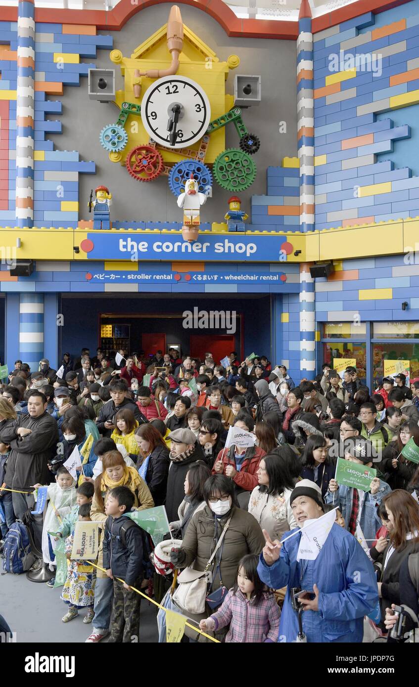 People wait for the opening of Japan's first outdoor Legoland park in ...