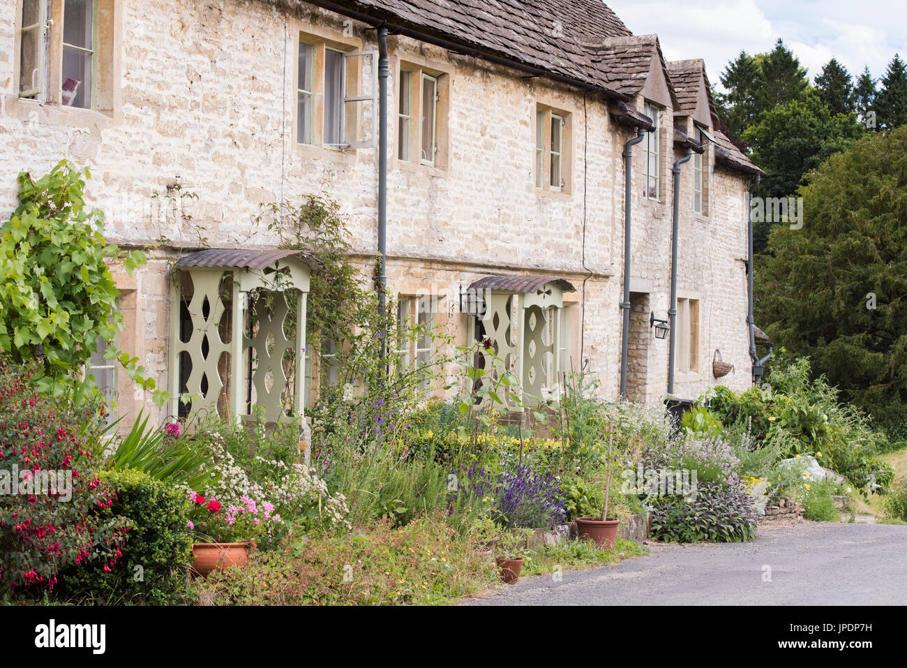 Church row cottages. Chedworth, Cotswolds, Gloucestershire, England ...