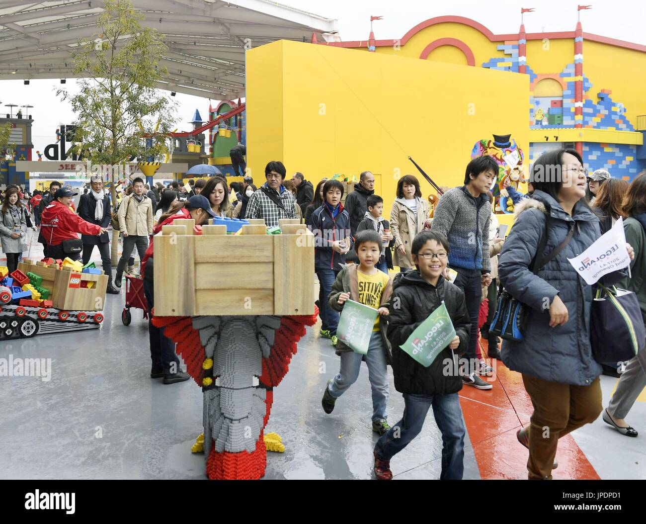 People enter Japan's first outdoor Legoland park in Nagoya on April 1 ...