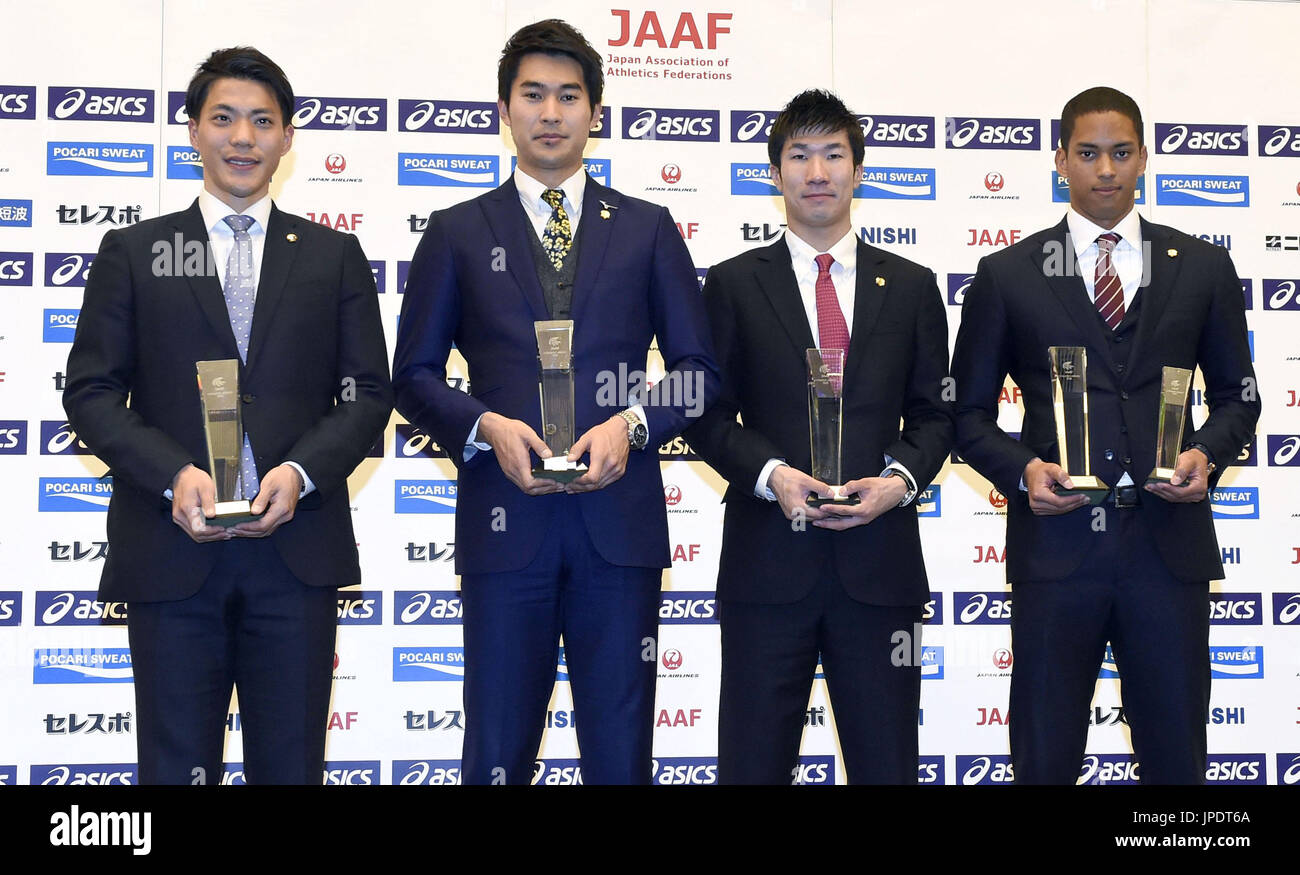 The members of Japan's Rio Olympic silver medal-winning men's 4x100 ...