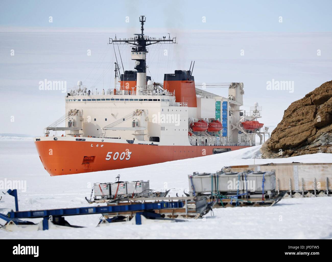 The Japanese icebreaker Shirase comes to Showa Station, a Japanese ...