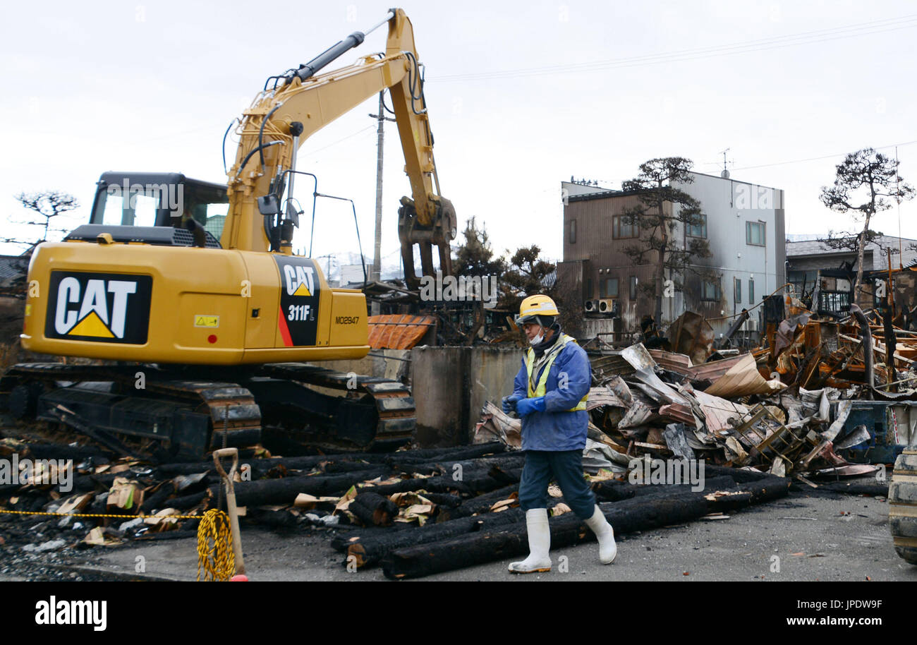 Removal of debris starts on Jan. 6, 2017, in the Sea of Japan coastal ...