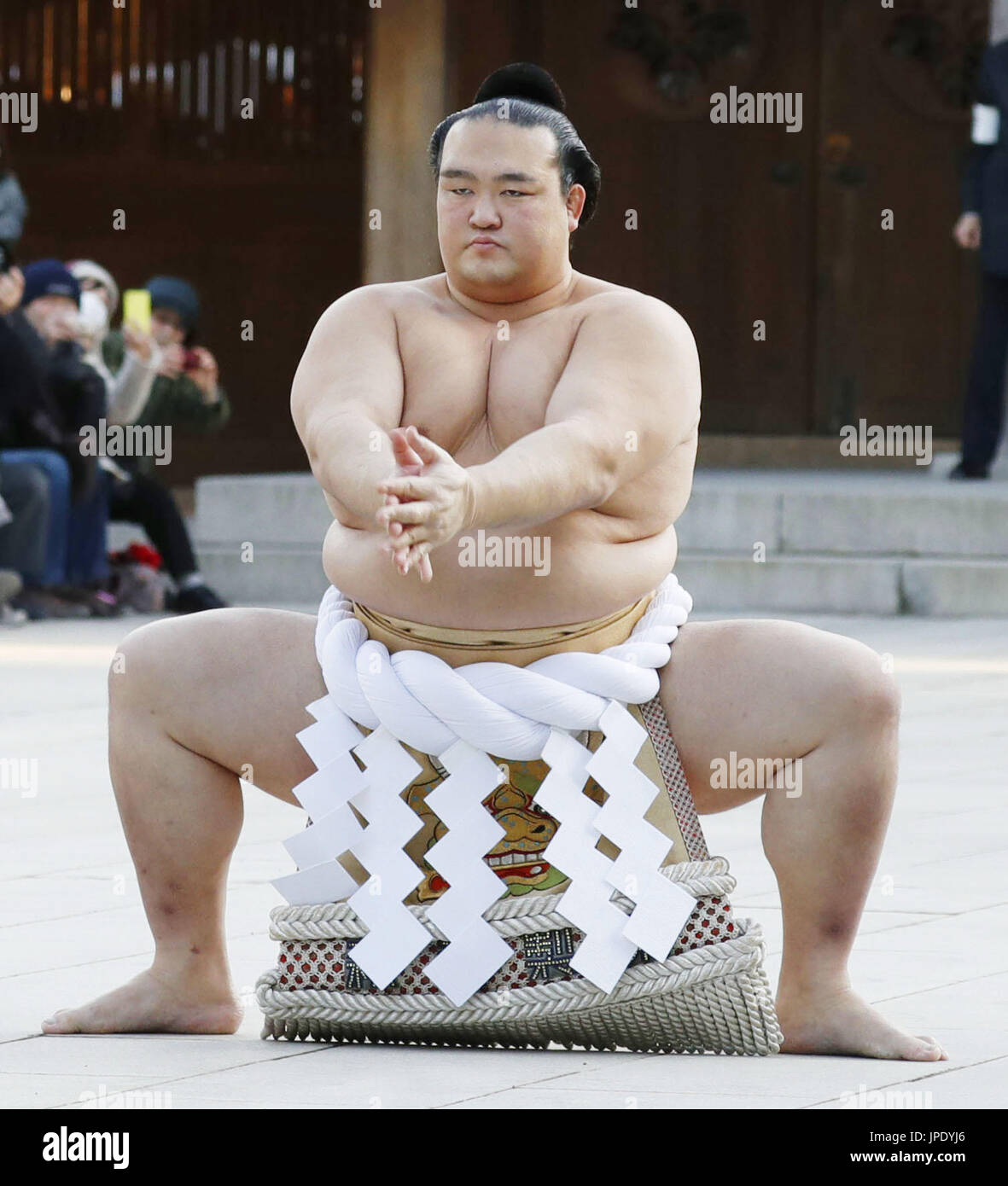 New yokozuna Kisenosato performs his first ring-entry ceremony on Jan ...