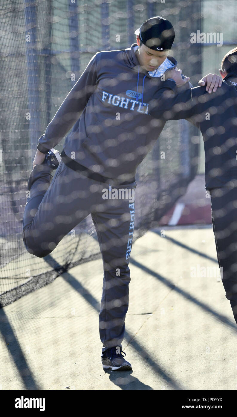 Nippon Ham Fighters pitcher-designated hitter Shohei Otani attends a ...