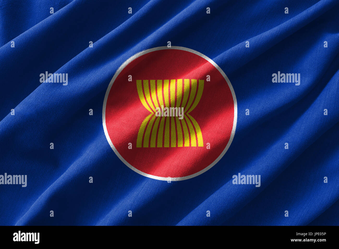 ASEAN flag painting on high detail of wave cotton fabrics . 3D ...