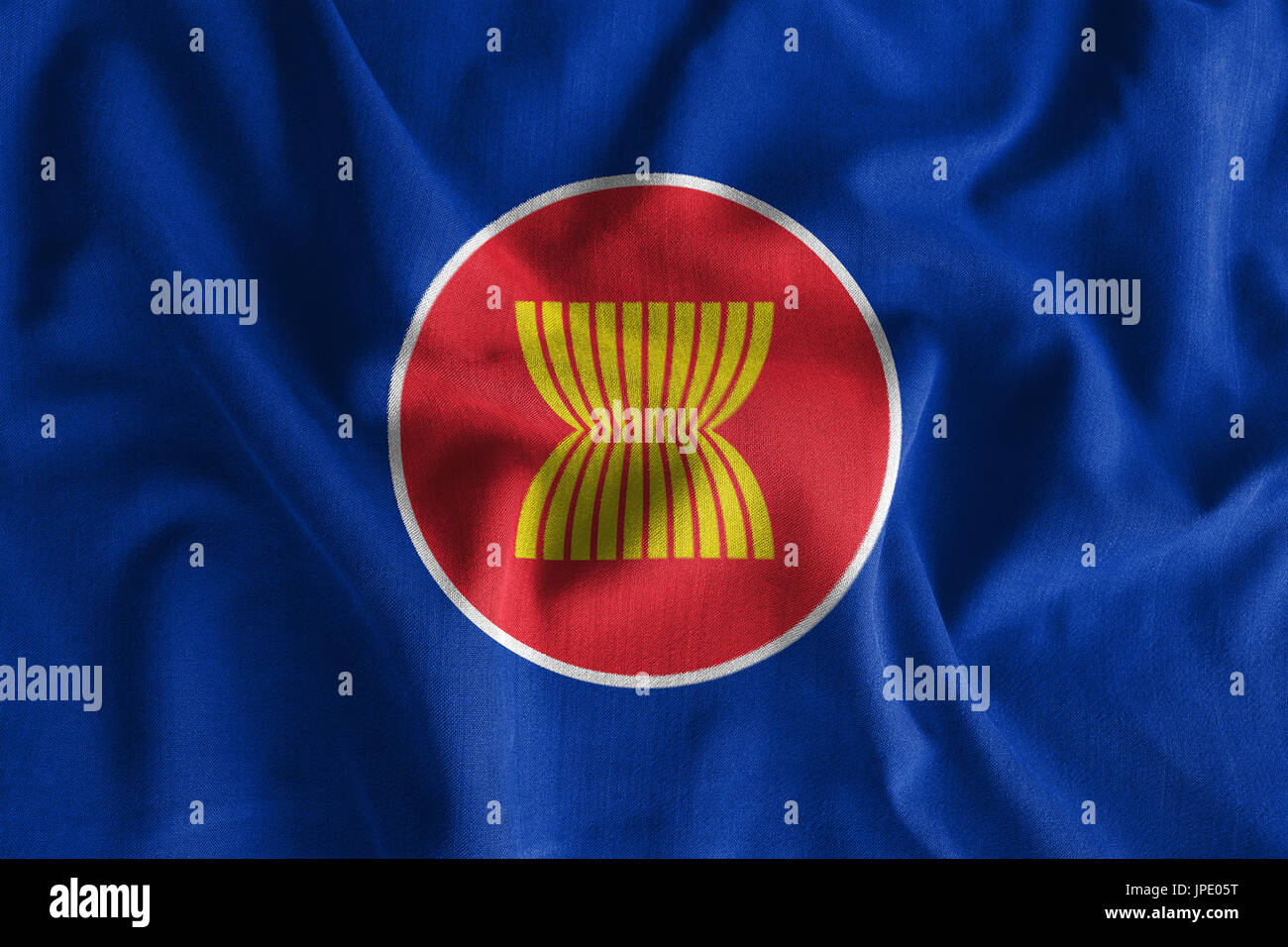 ASEAN flag painting on high detail of wave cotton fabrics . 3D ...